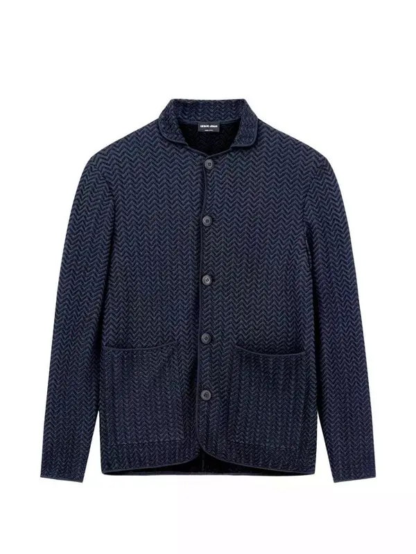 Giorgio Armani Chevron-patterned Jacket - Blue