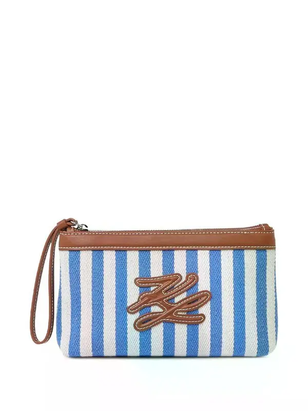 Karl Lagerfeld Stripe Autograph Pouch - Blue