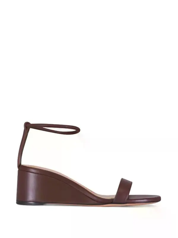 GIANVITO ROSSI Leather Wedge Sandals - Brown