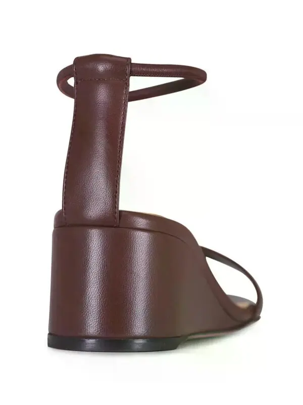 GIANVITO ROSSI Leather Wedge Sandals - Brown