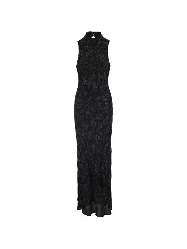 Veronica Beard High-neck Keyhole Maxi Dress
