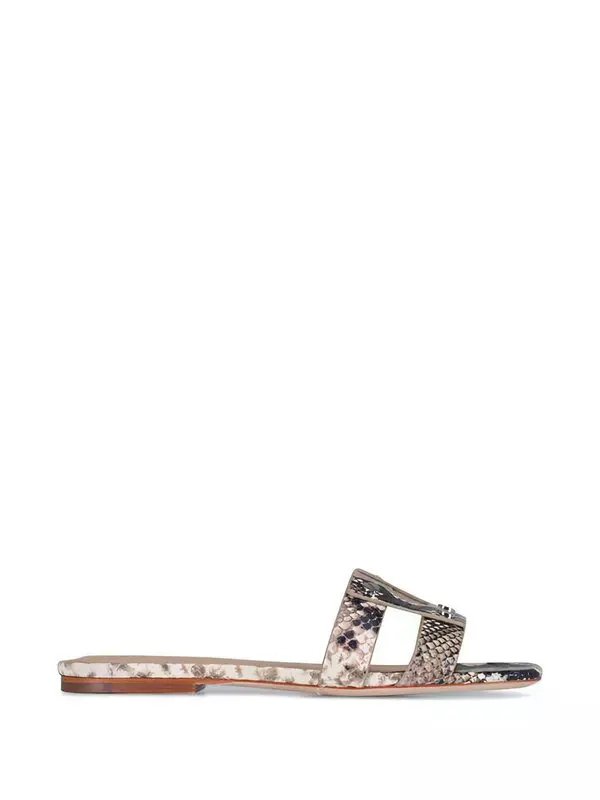 Veronica Beard Via Slide Snake-embossed Sandals - Neutrals