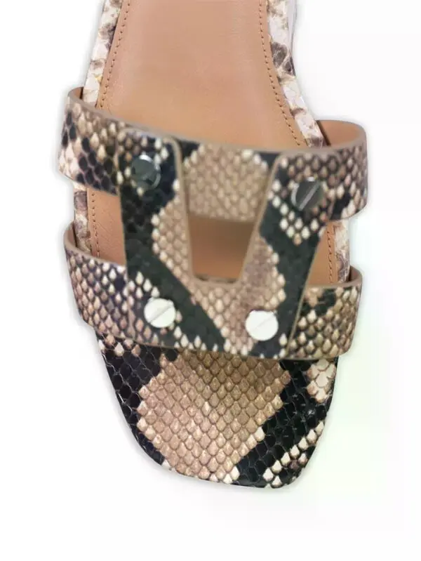 Veronica Beard Via Slide Snake-embossed Sandals - Neutrals