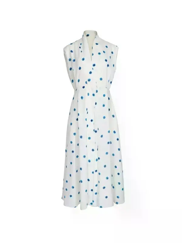EDELINE LEE Collared Printed Dress - White