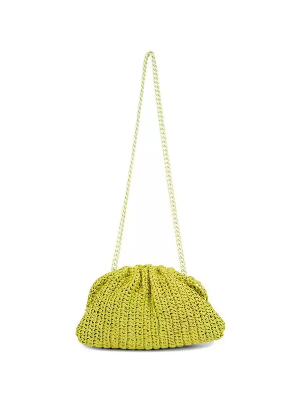 Maria La Rosa Woven Shoulder Bag With Chain Strap - Green