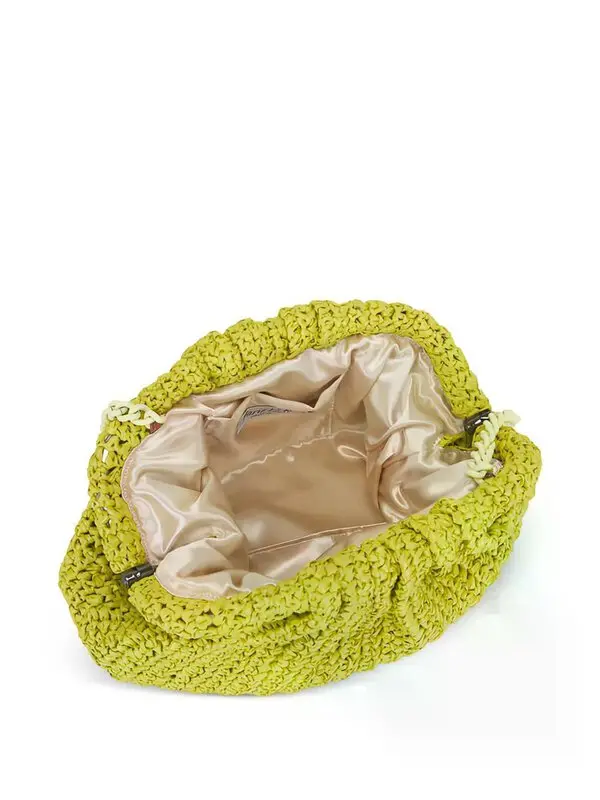 Maria La Rosa Woven Shoulder Bag With Chain Strap - Green