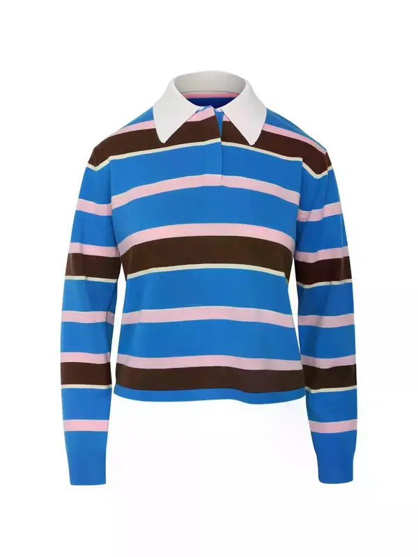 Guest In Residence Striped Polo Top - Blue