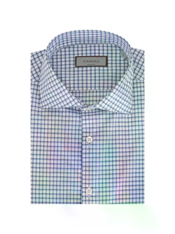 Canali Checked Cotton Shirt - Blue
