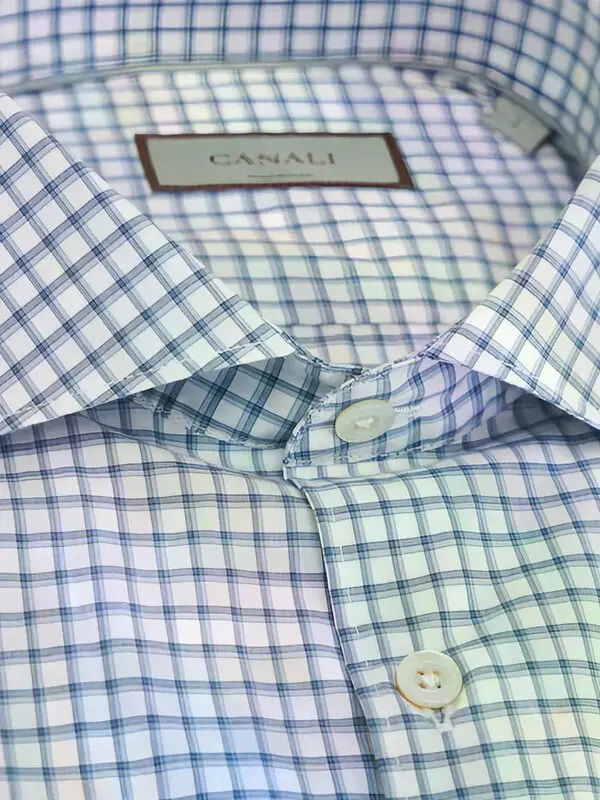 Canali Checked Cotton Shirt - Blue