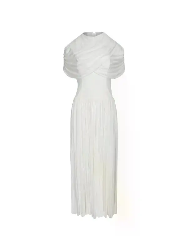 Simkhai Nancie Draped Pleated Maxi Dress - White