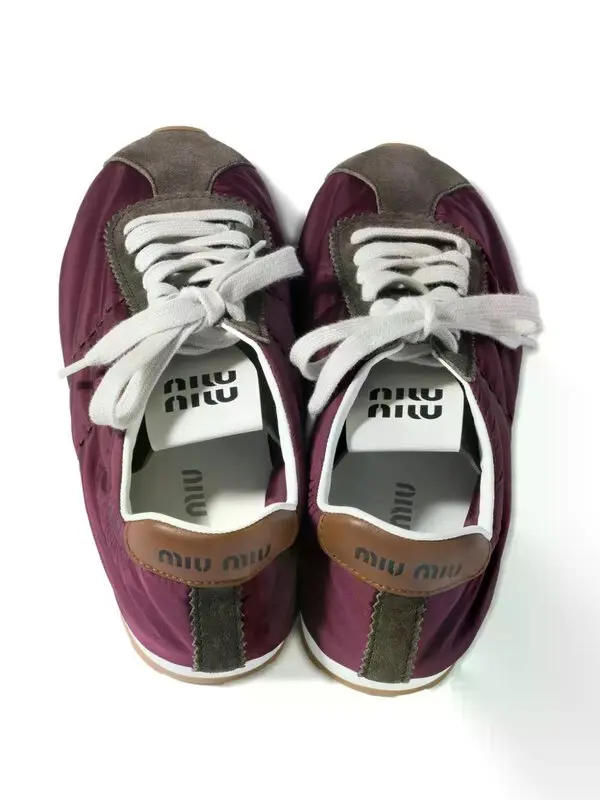 Miu Miu Plume Technical Fabric And Suede Sneakers - Purple