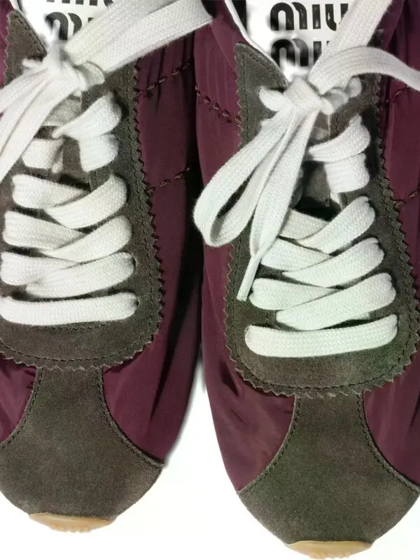 Miu Miu Plume Technical Fabric And Suede Sneakers - Purple