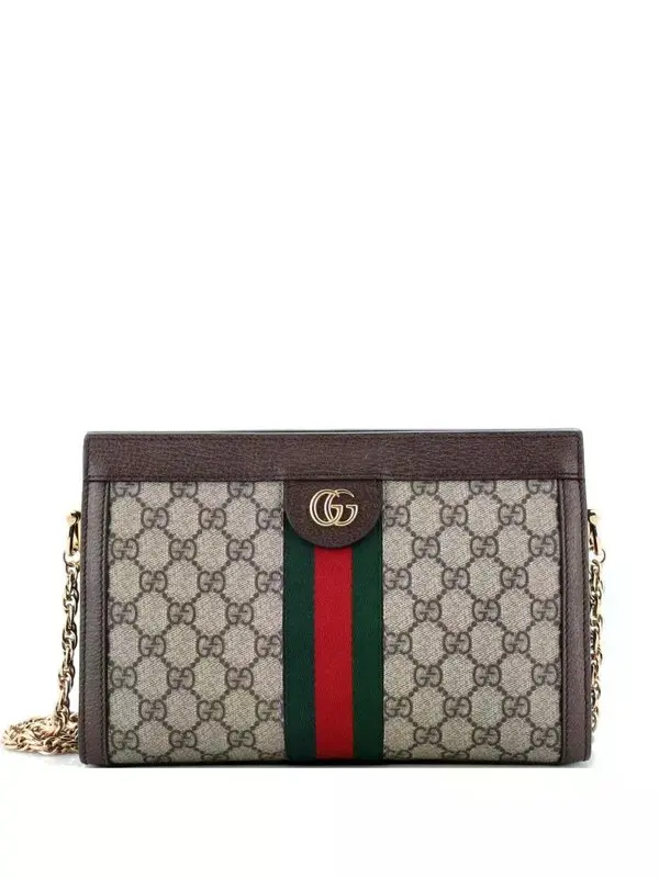 Gucci Ophidia Chain Shoulder Bag Gg Coated Canvas Small - Brown