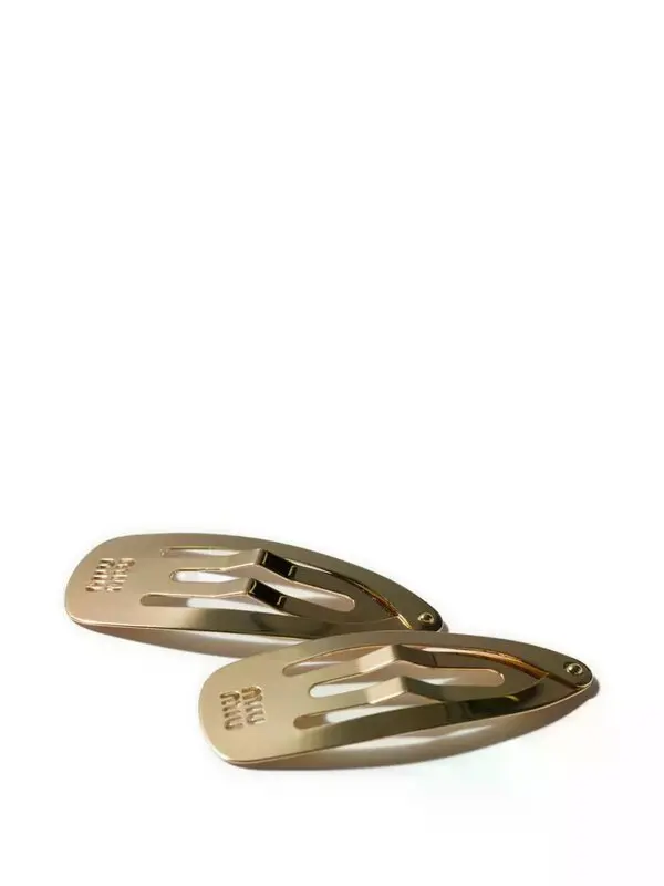 Miu Miu Metal Hair Clips - Gold
