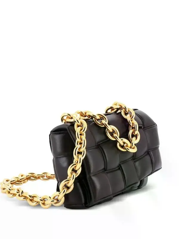 Bottega Veneta Cassette Chain Padded Maxi Intrecciato Leather Crossbody Bag - Brown