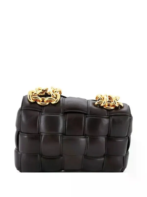 Bottega Veneta Cassette Chain Padded Maxi Intrecciato Leather Crossbody Bag - Brown
