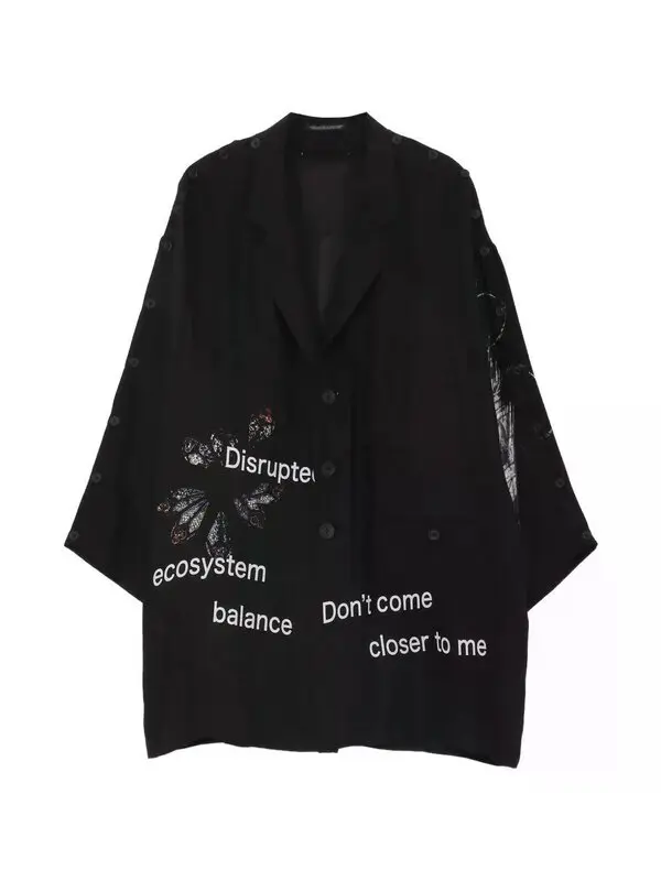 Yohji Yamamoto Patterned Silk Jacket - Black