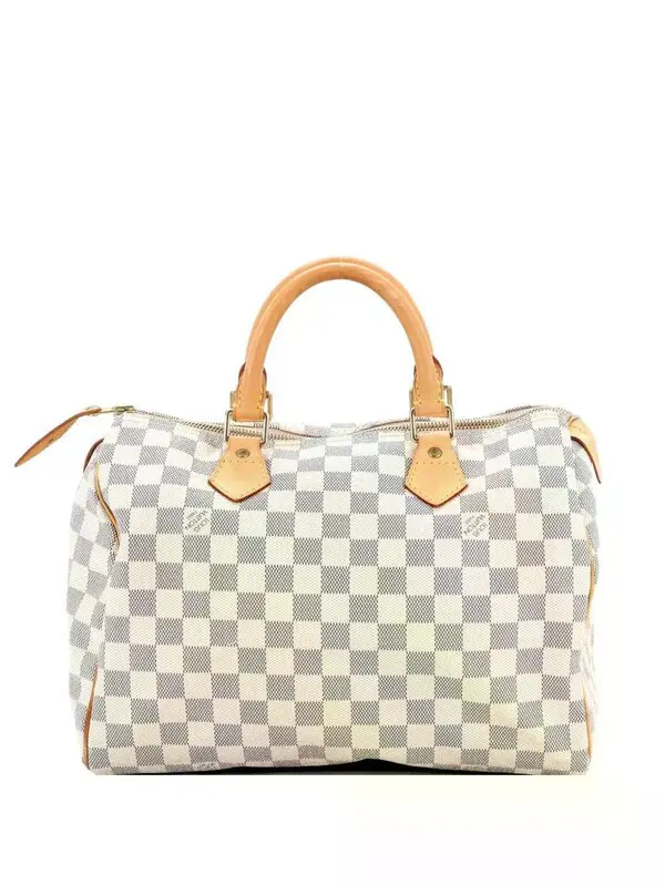 LOUIS VUITTON Speedy Handbag Damier 30 Satchel - White
