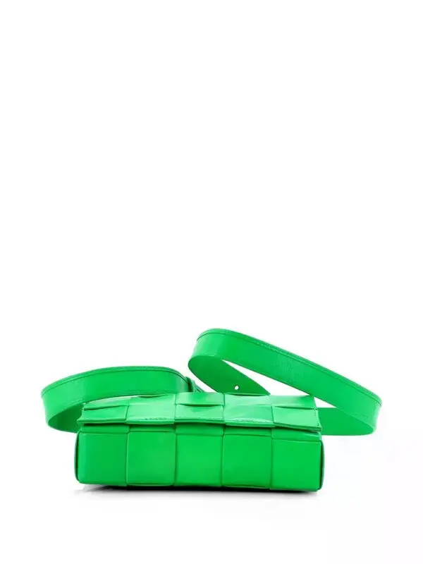 Bottega Veneta Cassette Maxi Intrecciato Leather Small Crossbody Bag - Green