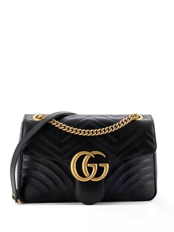 Gucci Gg Marmont Flap Bag Matelasse Leather Medium - Black