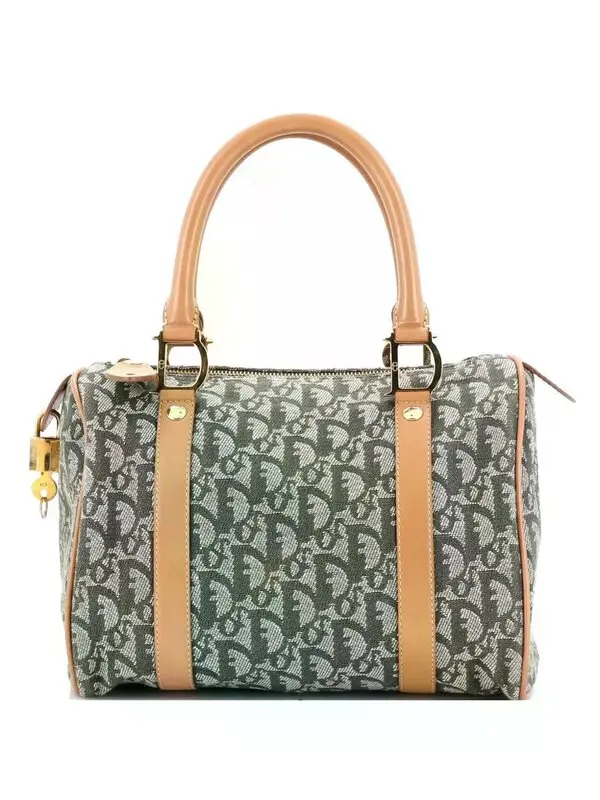 Dior Vintage Trotter Boston Bag Diorissimo Canvas Small Satchel - Green