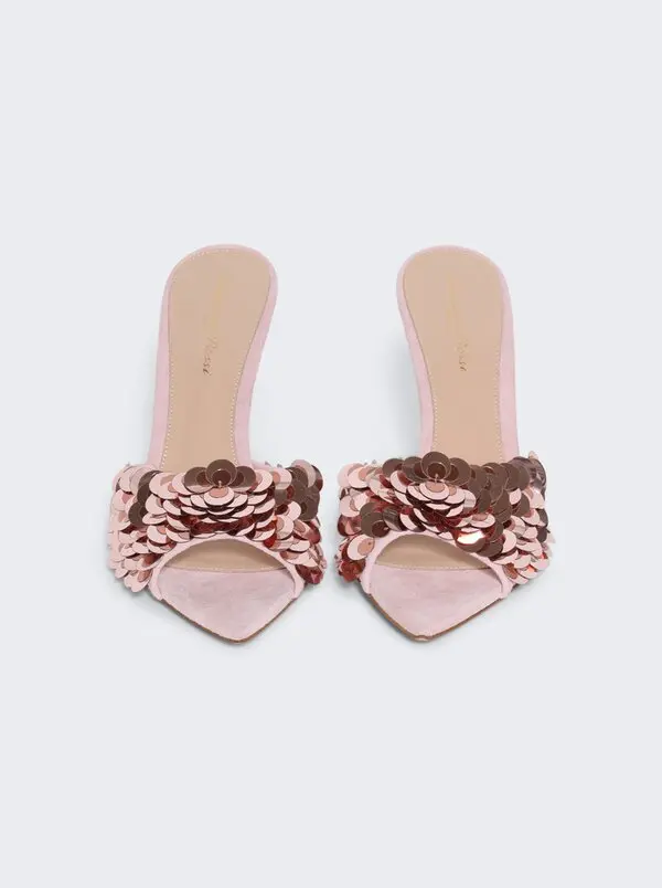 GIANVITO ROSSI Elle Sequined Mules - Pink