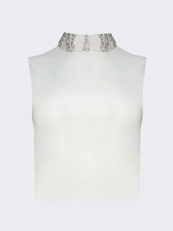 GRACE FAENA Fitted Tank Top With Beaded Collar
