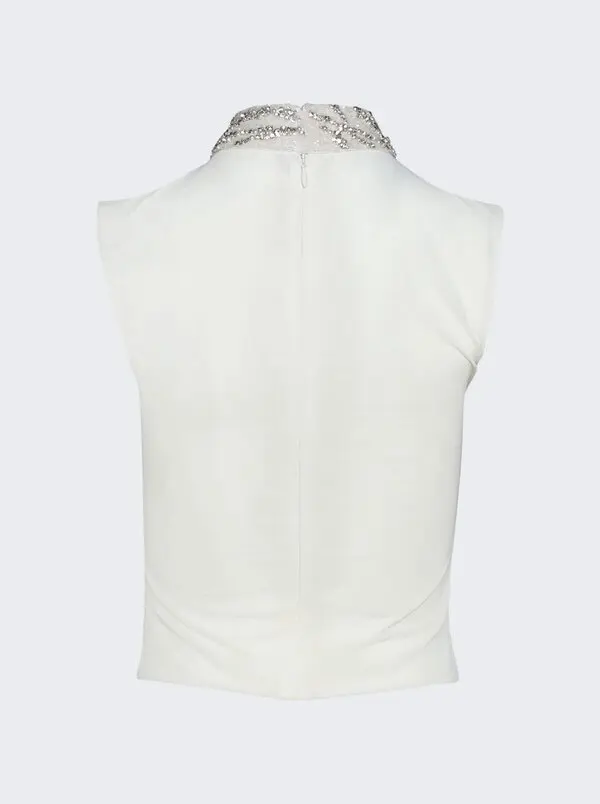 GRACE FAENA Fitted Tank Top With Beaded Collar