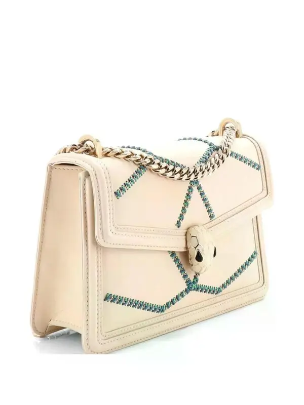 BVLGARI Serpenti Forever Whipstitched Leather Small Shoulder Bag