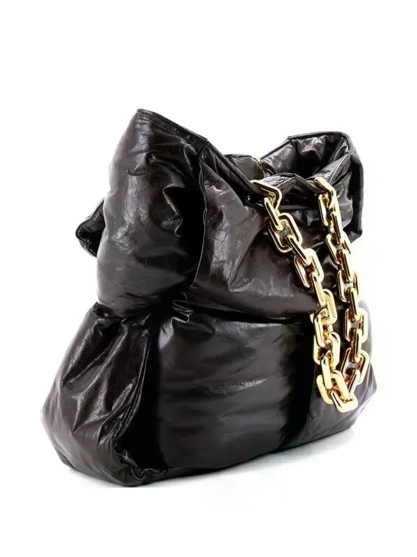 Bottega Veneta Puffy Chain Padded Maxi Intrecciato Leather Tote Bag - Brown