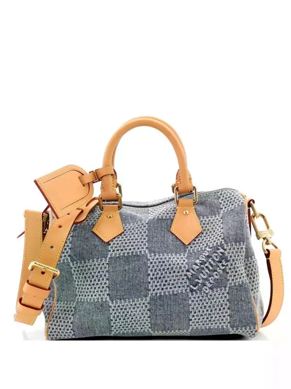LOUIS VUITTON Speedy Bandouliere 25 Satchel Damier Giant Denim - Blue