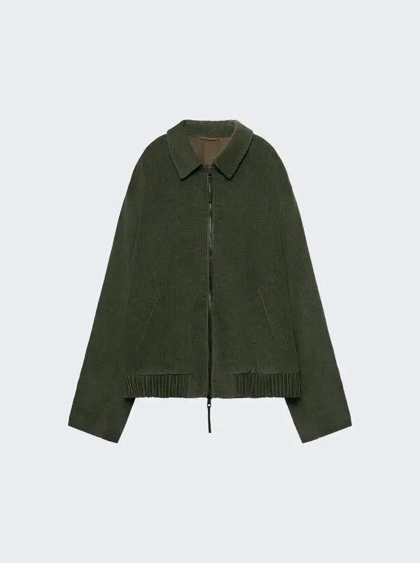 THE ELDER STATESMAN Waffle Cord Bomber Jacket - Green