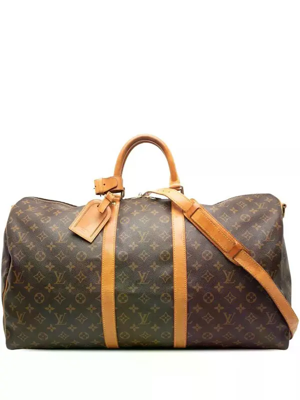 LOUIS VUITTON 1992 Monogram Keepall Bandouliere 55 Travel Bag - Brown