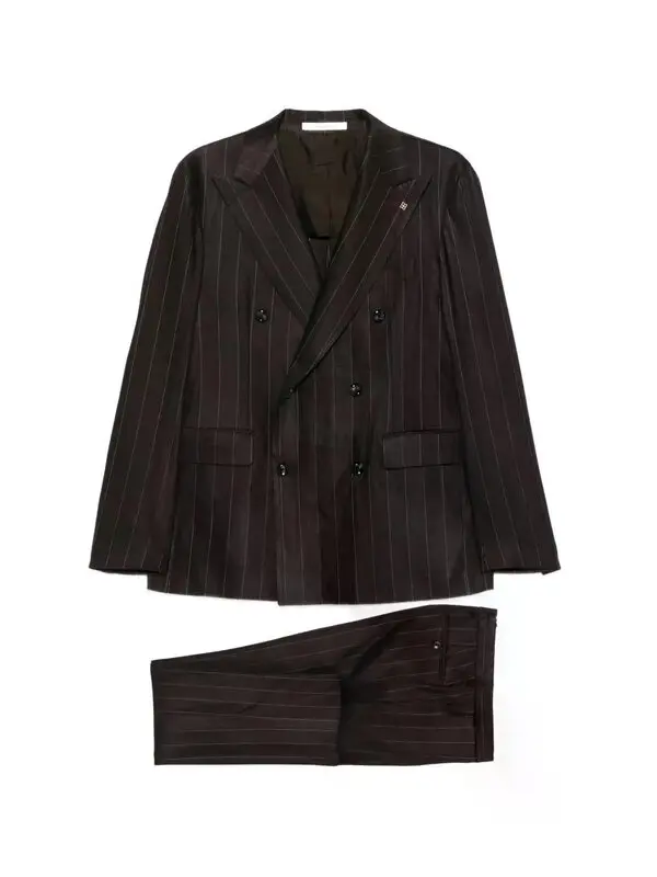 Tagliatore Pinstripe Double-breasted Suit - Brown