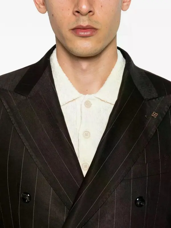 Tagliatore Pinstripe Double-breasted Suit - Brown