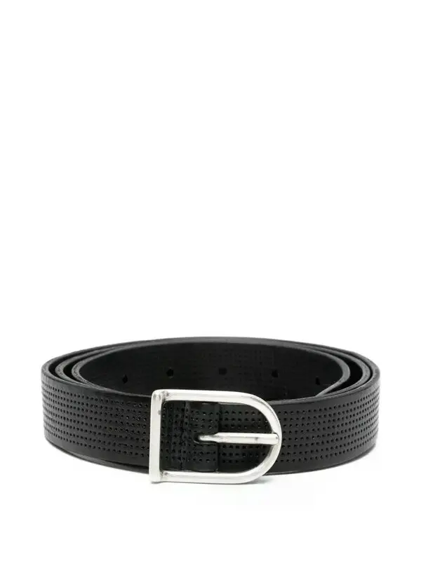 DELL'OGLIO Perforated Buckle Belt - Black
