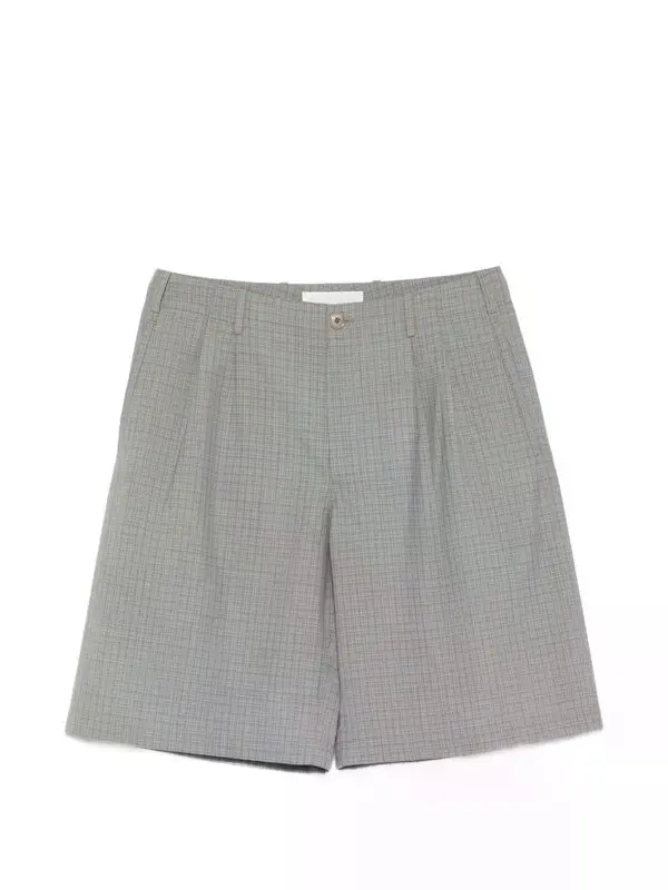 Our Legacy Check-pattern Pleated Shorts - Green