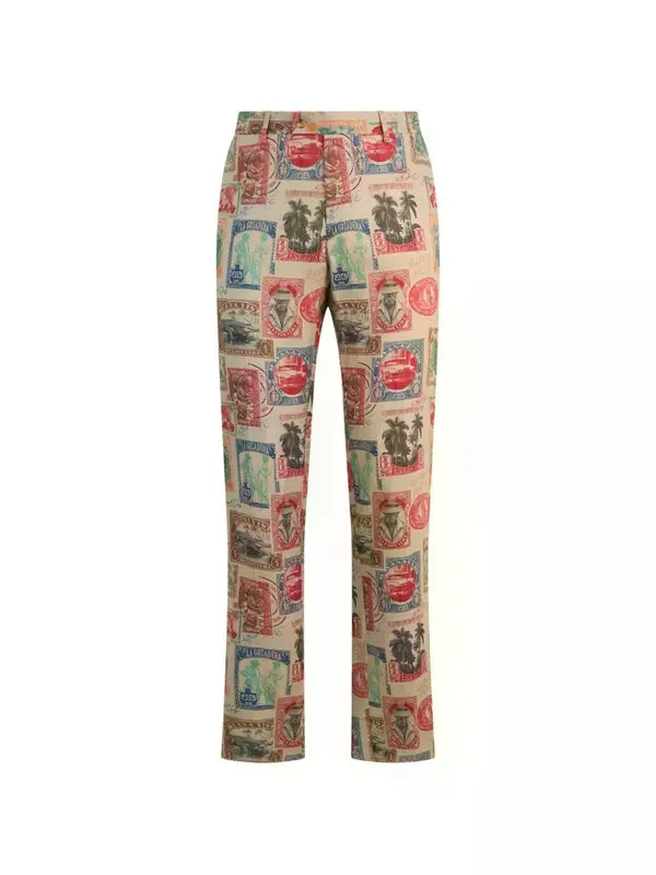 BILLIONAIRE Printed Linen Trousers
