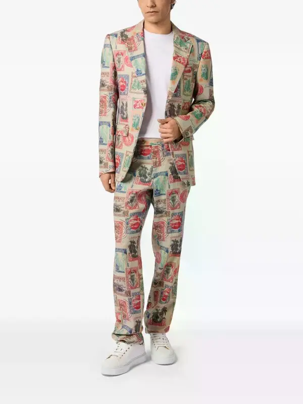 BILLIONAIRE Printed Linen Trousers