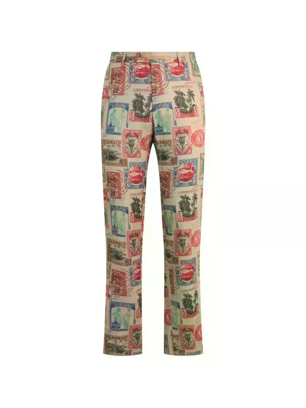 BILLIONAIRE Printed Linen Trousers - Neutrals