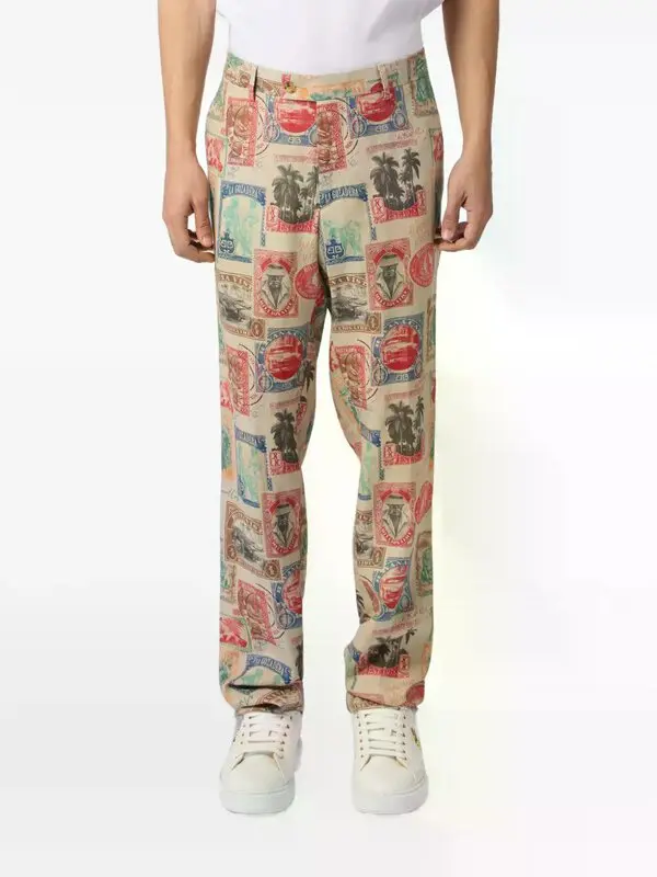 BILLIONAIRE Printed Linen Trousers
