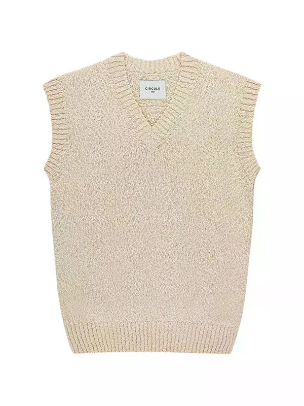 CIRCOLO 1901 V-neck Knit Vest - Neutrals