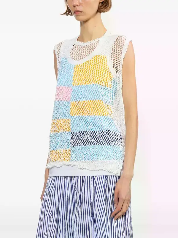 Comme Des Garçons Openwork Top - White