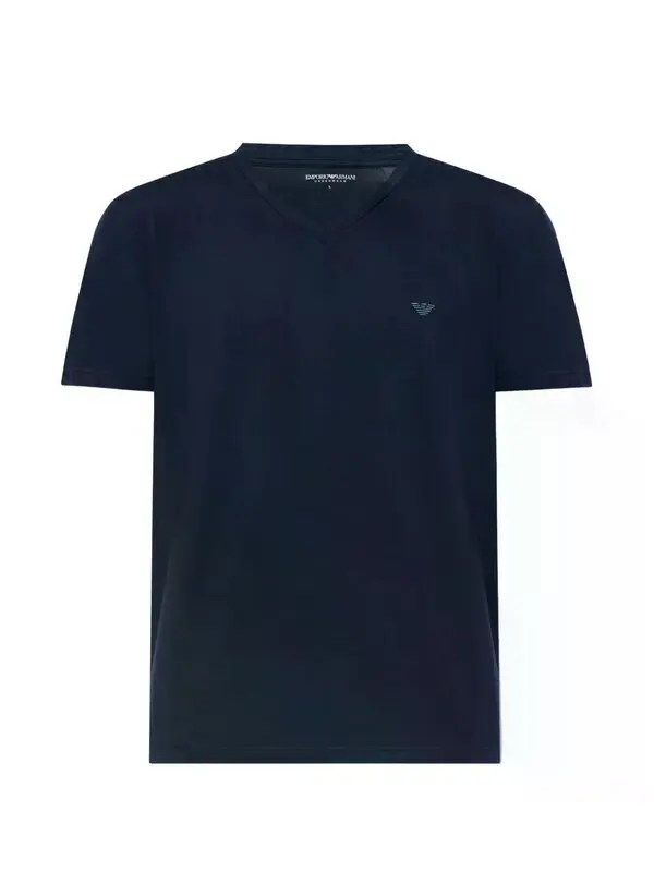 Emporio Armani V-neck Logo-embroidered T-shirt - Blue