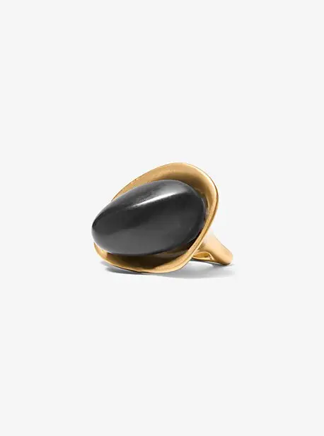 Michael Kors 24k-gold-plated Brass Ring - Black
