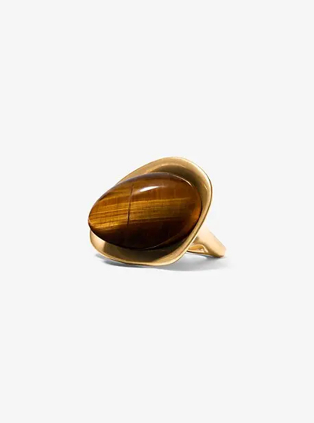 Michael Kors 24k-gold-plated Brass Ring - Brown