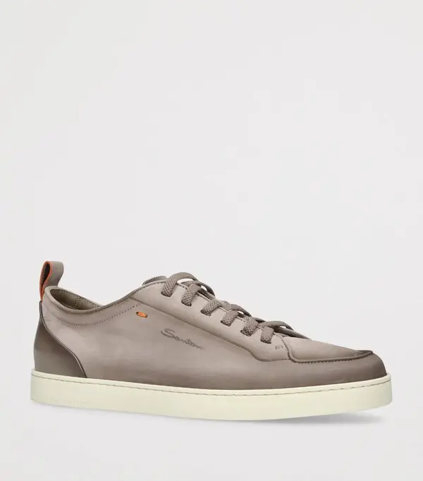 Santoni Leather Montecarlo Sneakers - Brown