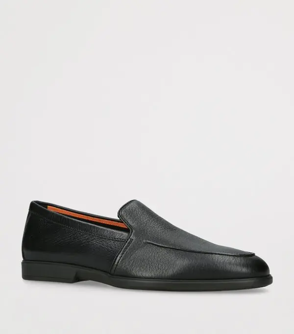 Santoni Leather Loafers - Black