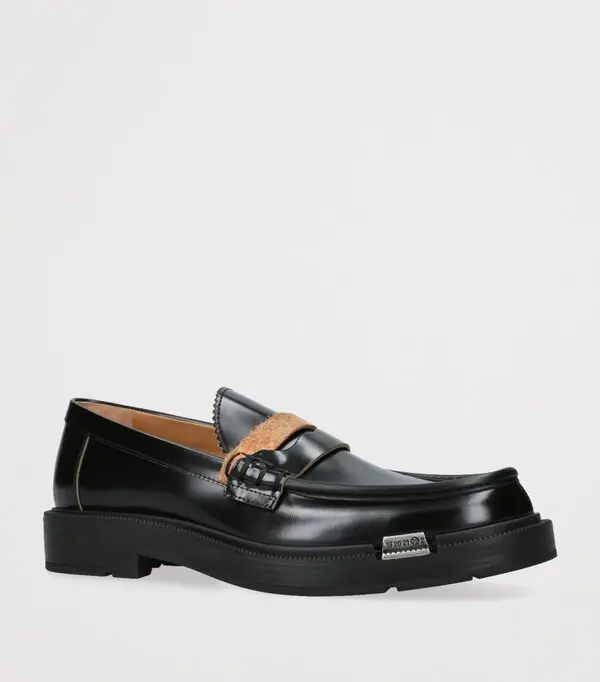 MAISON MARGIELA Leather Décortiqué Loafers - Black