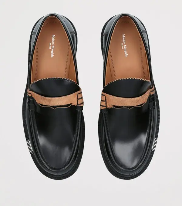 MAISON MARGIELA Leather Décortiqué Loafers - Black